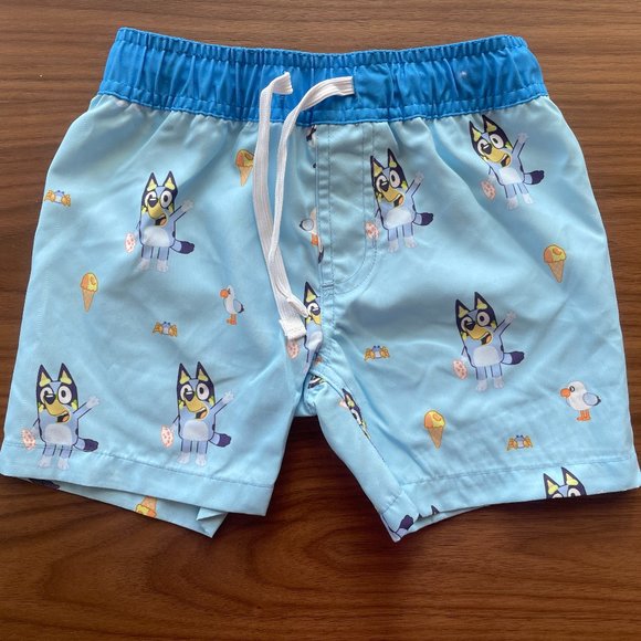 Bluey | Bottoms | Bluey Boardshorts Beach Scene With Seagull Pelican ...